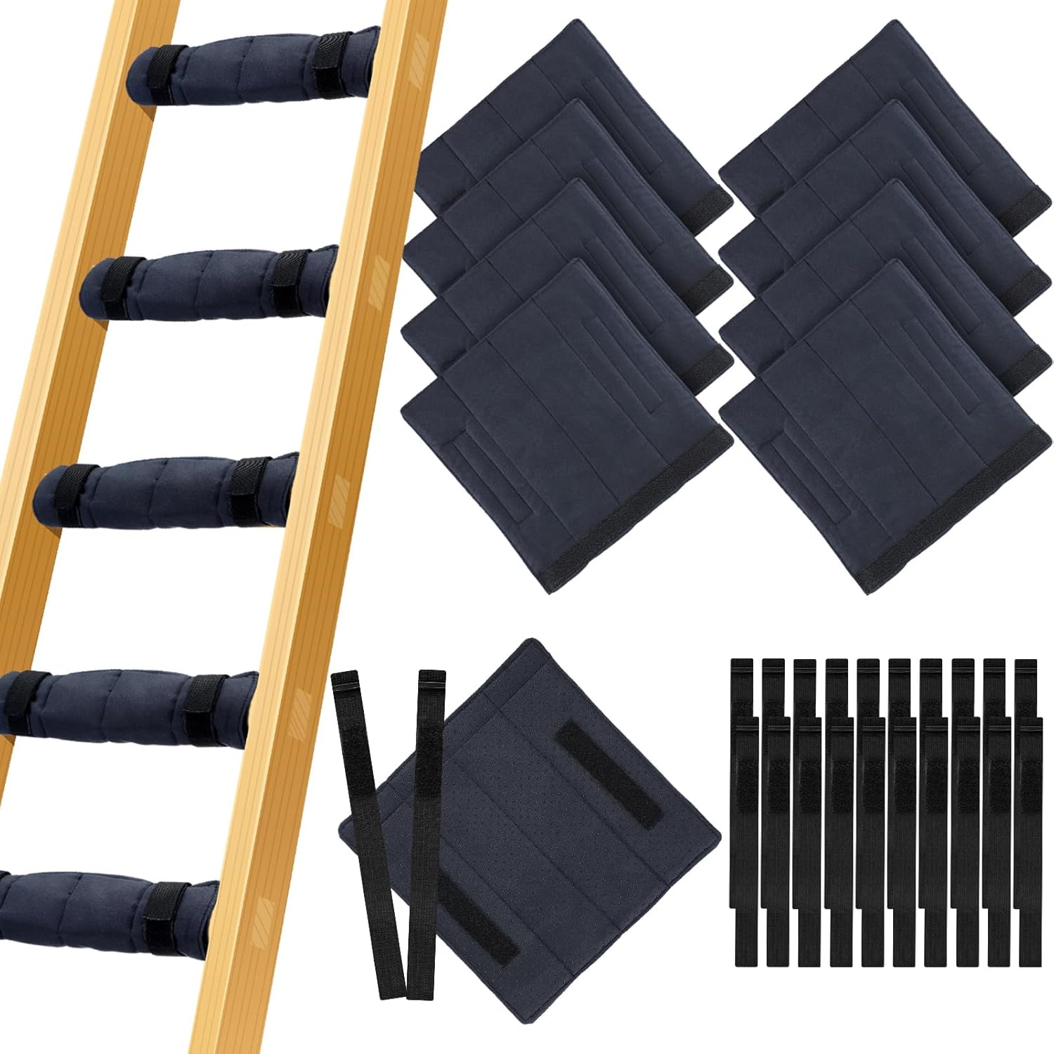 Tinideya 10 Pcs Bunk Bed Ladder Pad with 20 Adjustable Hook and Loop ...