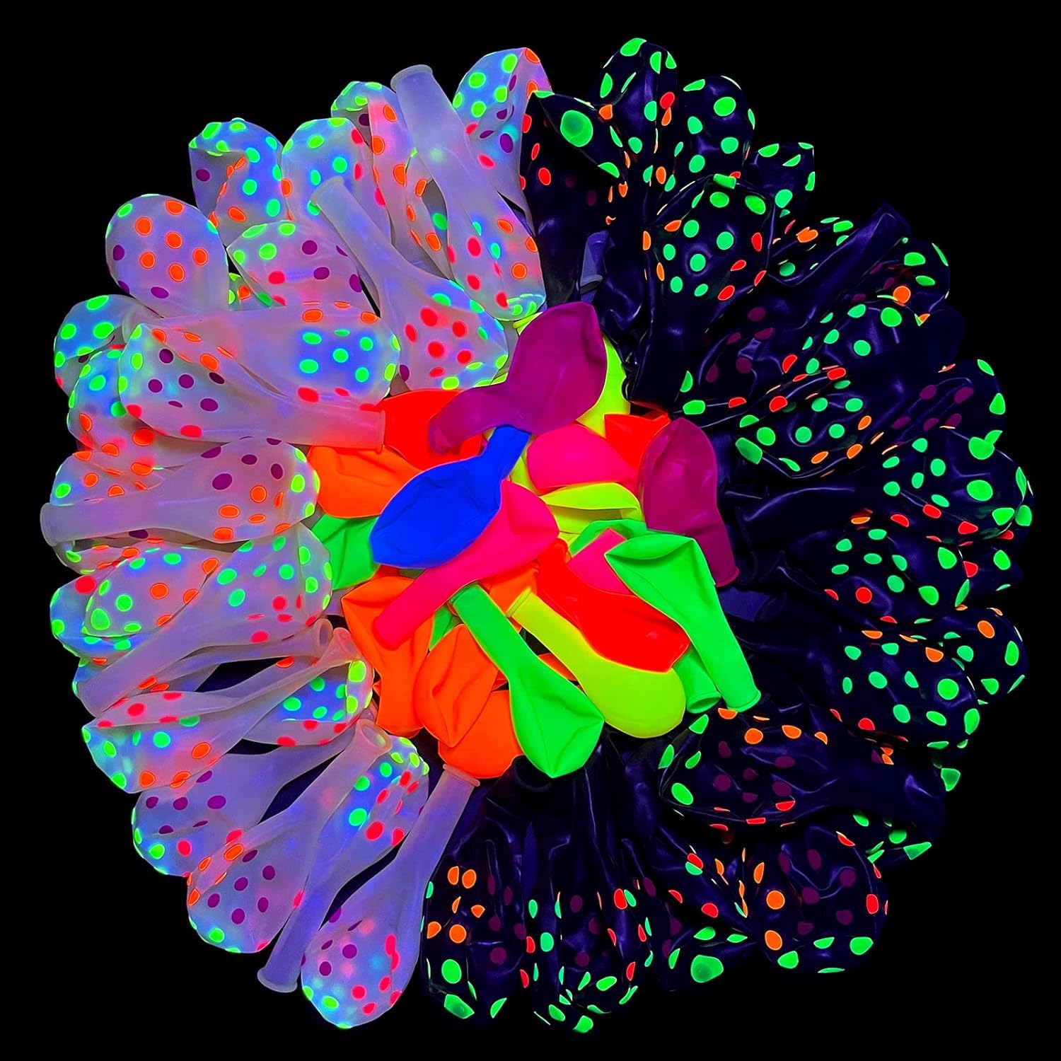 Amazon.com: 90 Pieces Neon Balloons, 12" UV Polka Dot Blacklight ...