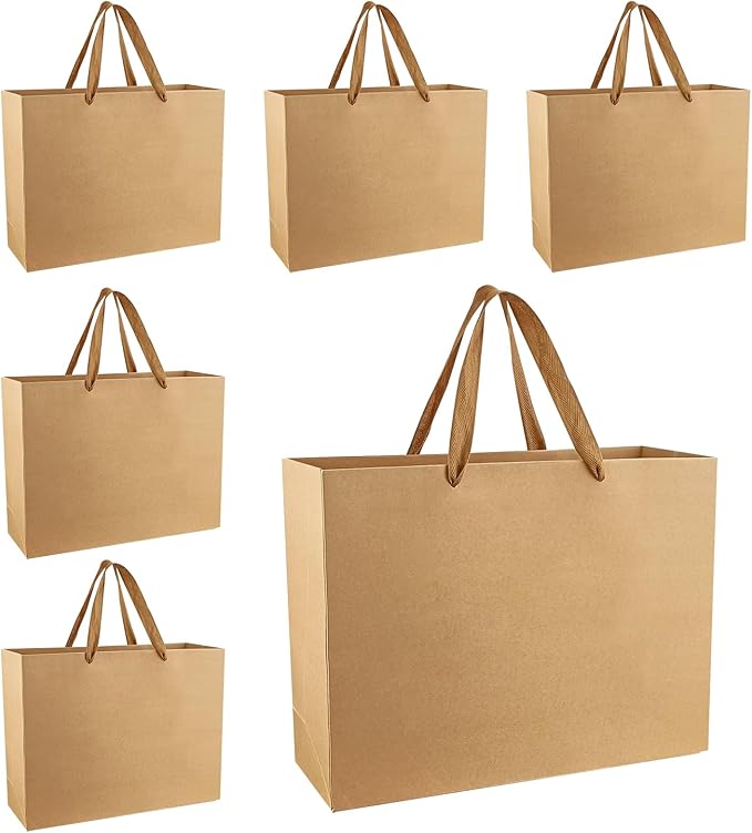 Amazon.com: Xloey Brown Gift Bags,6 Pcs Large Gift Bags,Brown Kraft ...