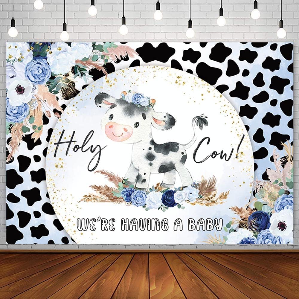 Amazon.com : AIBIIN 7x5ft Holy Cow Baby Shower Backdrop for Boy We Are ...