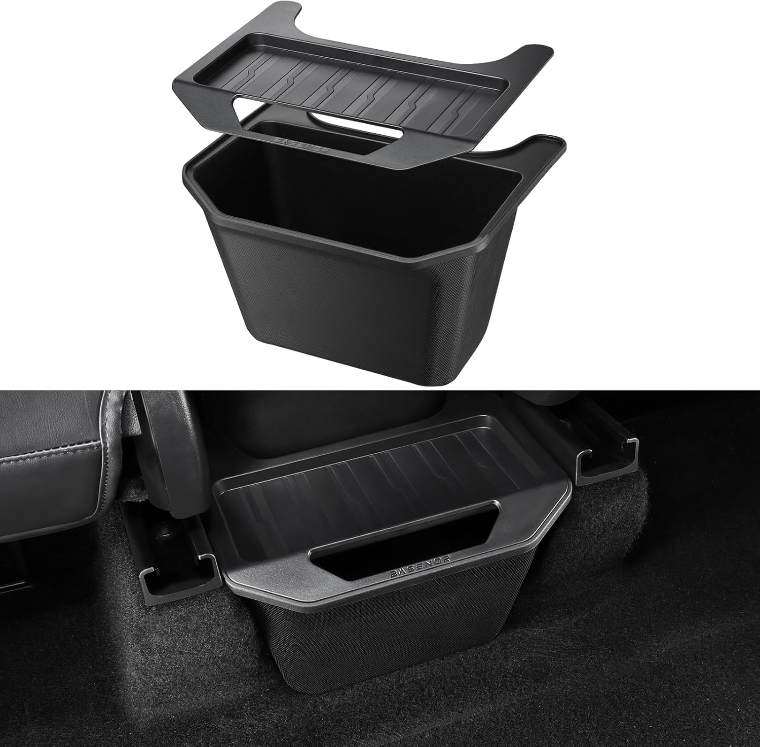 BASENOR Tesla Model Y Rear Center Console Organizer TPE Backseat ...