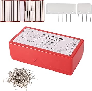 125pcs Knit Blocking Pins Kit, 25pcs Knit Blocking Combs & 100pcs ...