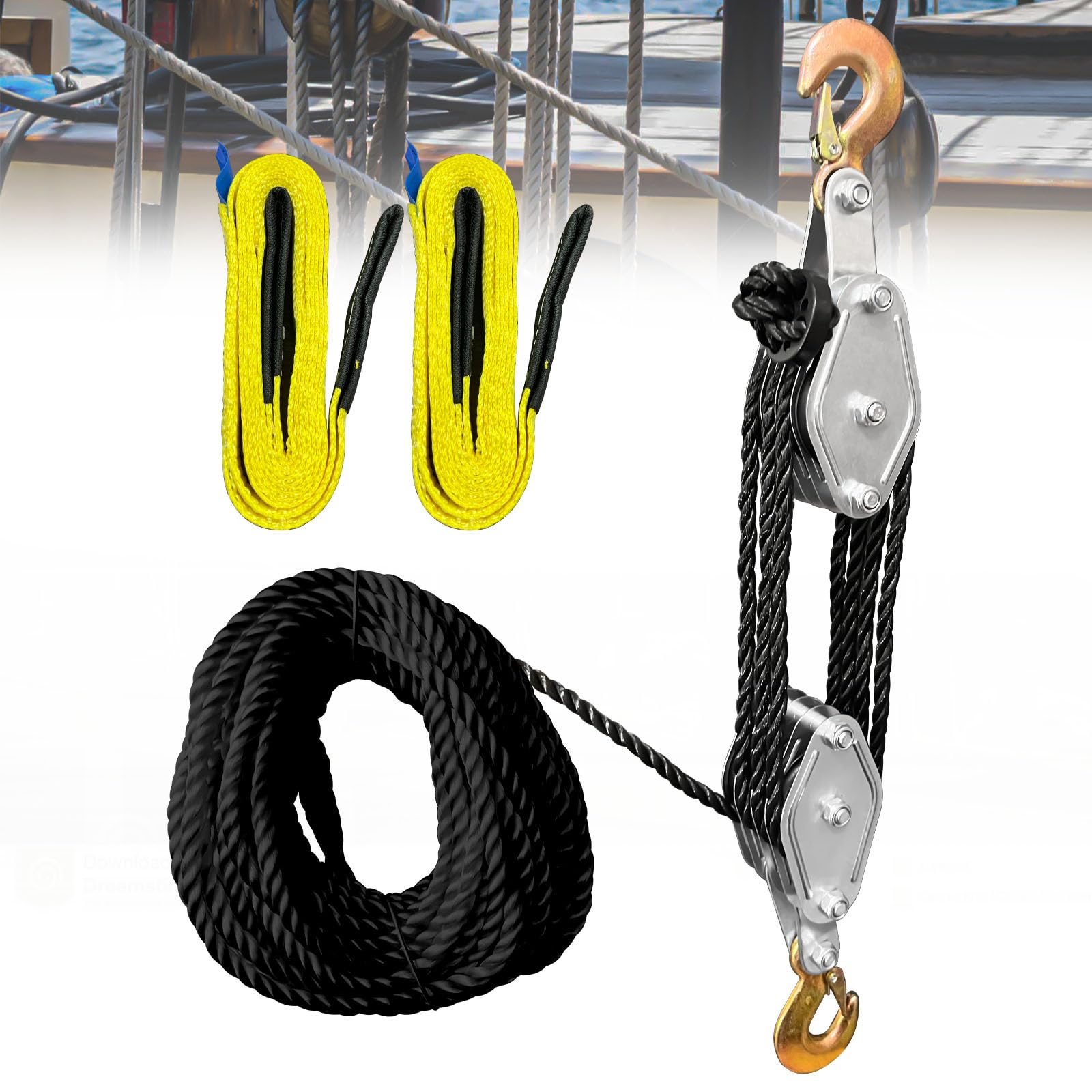 Snapklik.com : FITHOIST Block And Tackle 4400LBS Breaking Strength ...