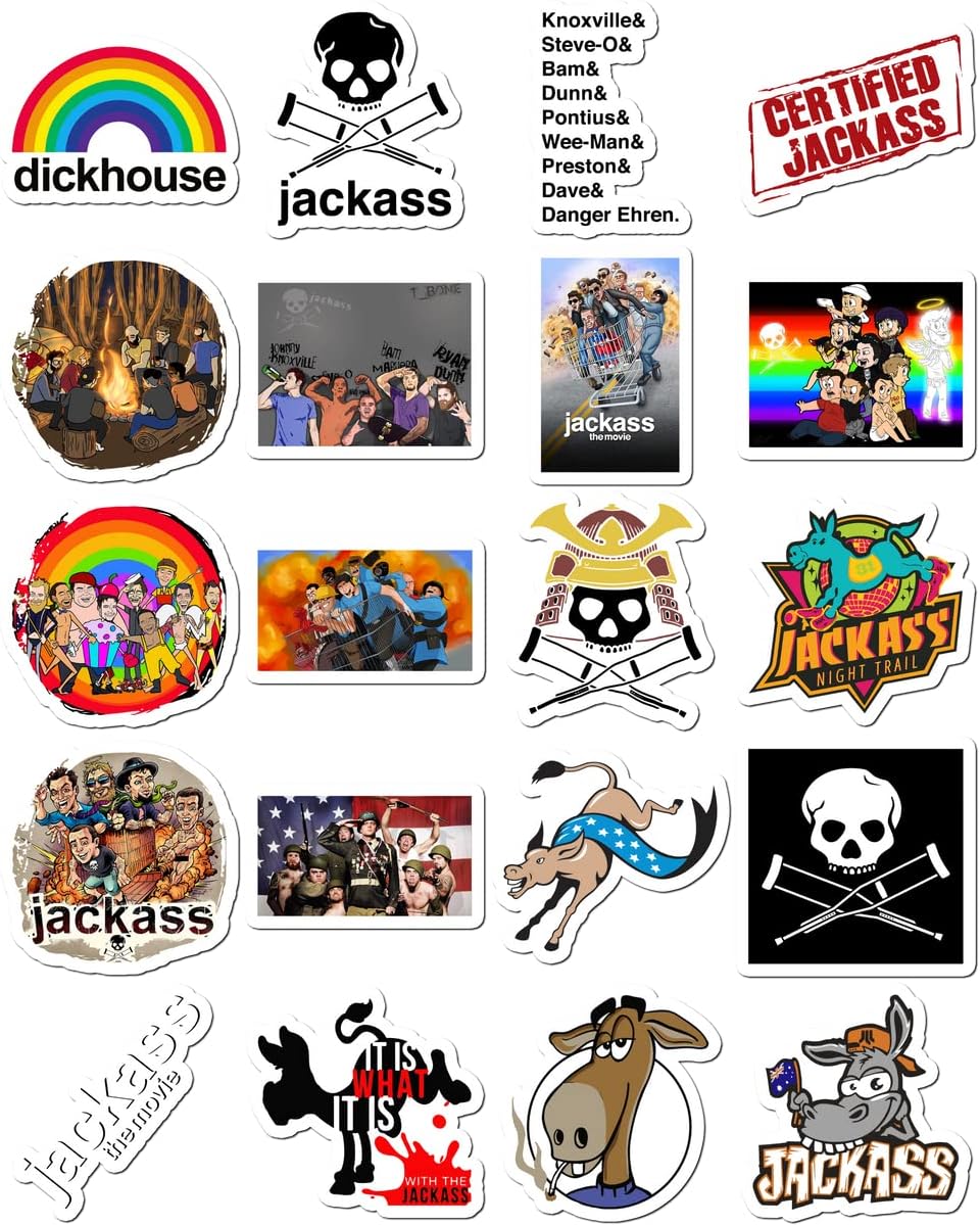 Amazon.com: Stickers 20 Pcs Per Pack Jackass Colorful Aesthetic Vinyl ...