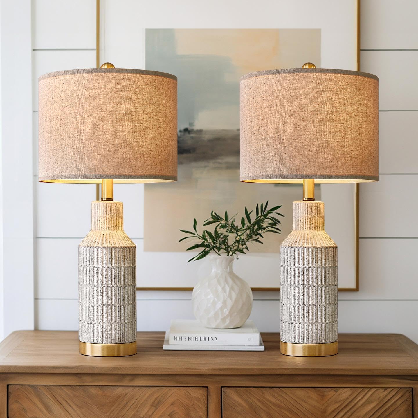 USumkky 25" Table Lamps Set of 2 - Bedside Lamps - Modern Lamps for ...