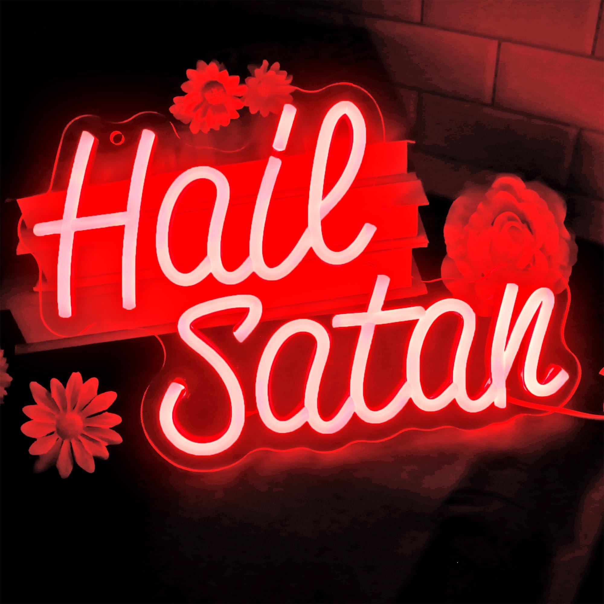 Amazon.com : Hail Satan Neon Sign,Dimmable Gothic Satan Sigil Neon ...