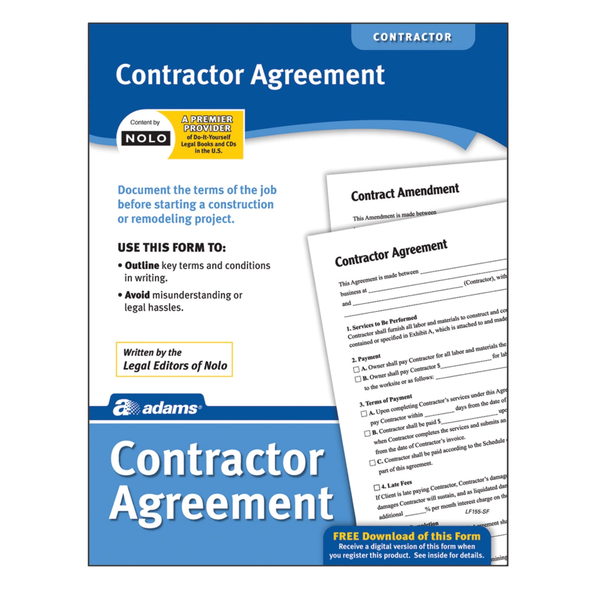 Amazon.com : Adams Contractor Agreement, Forms and Instructions (LF155 ...