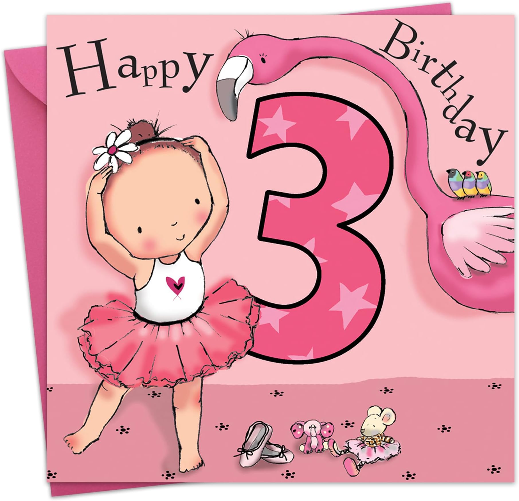 Paper Rose Girls 3rd Birthday Card - Age 3 - Fairy Girl with Flowers ...