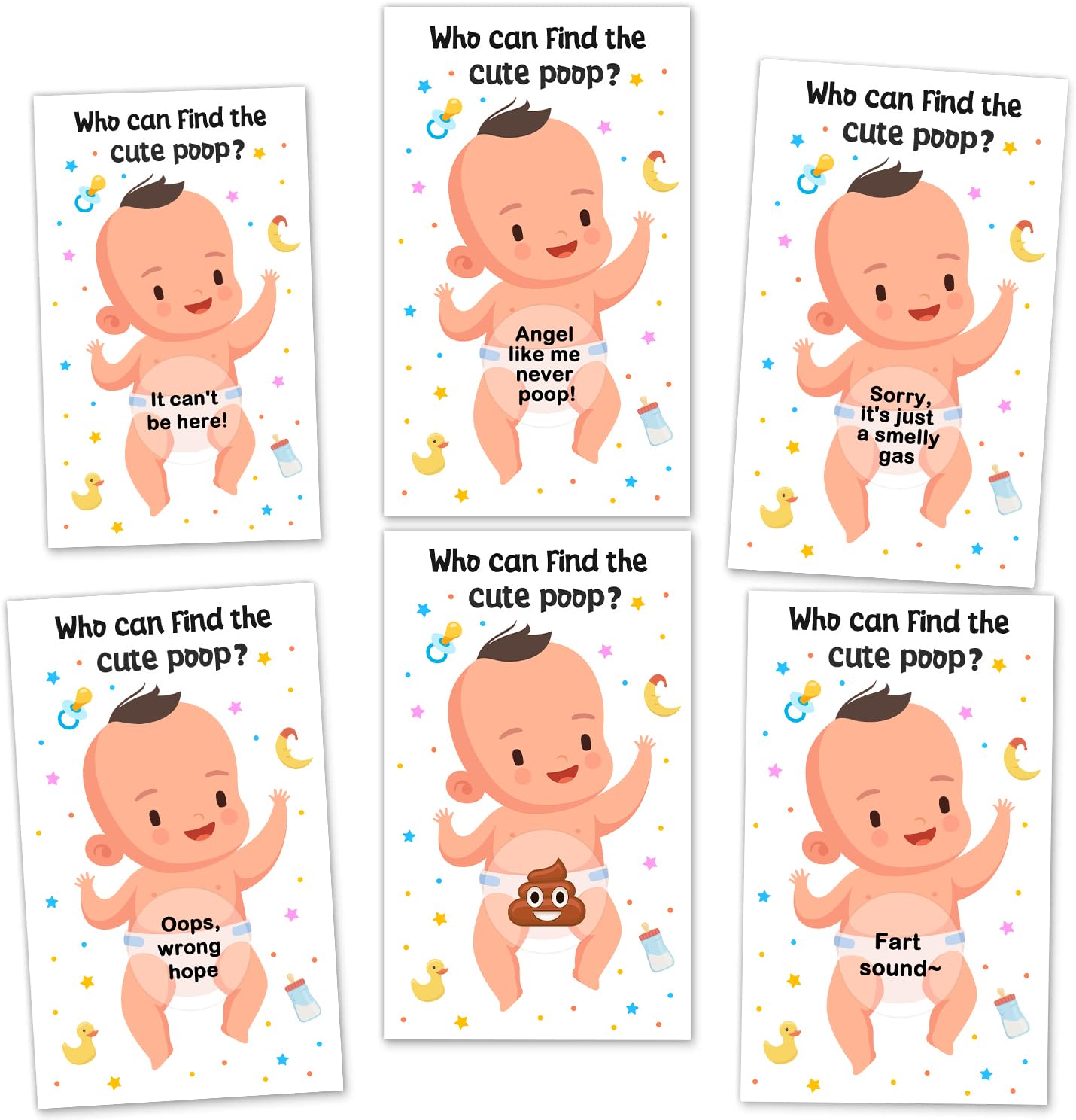 Amazon.com: Misaidou 38 Baby Shower Raffle Card Game for Boys - Poop ...