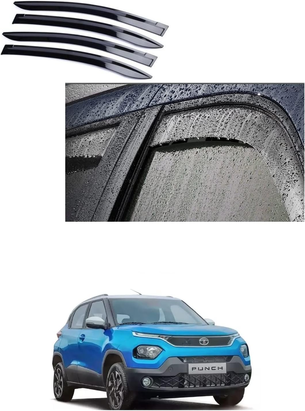 Auto Addict CAR Door Visor RAIN Visor Wind Deflector (Flexible,4 PCS ...