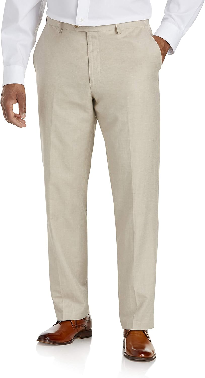 Oak Hill by DXL Men's Big and Tall Linen-Blend Suit Pants Flax 46 x 30 ...
