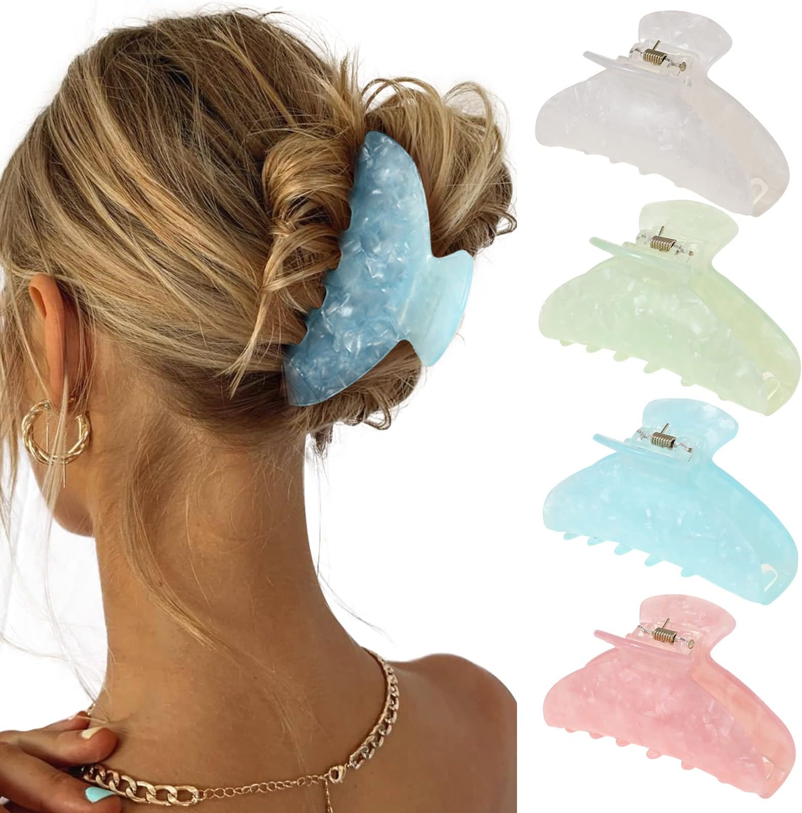 Amazon.com: Kitsch Recycled Plastic Large Claw Clip - Big Marble Hair ...