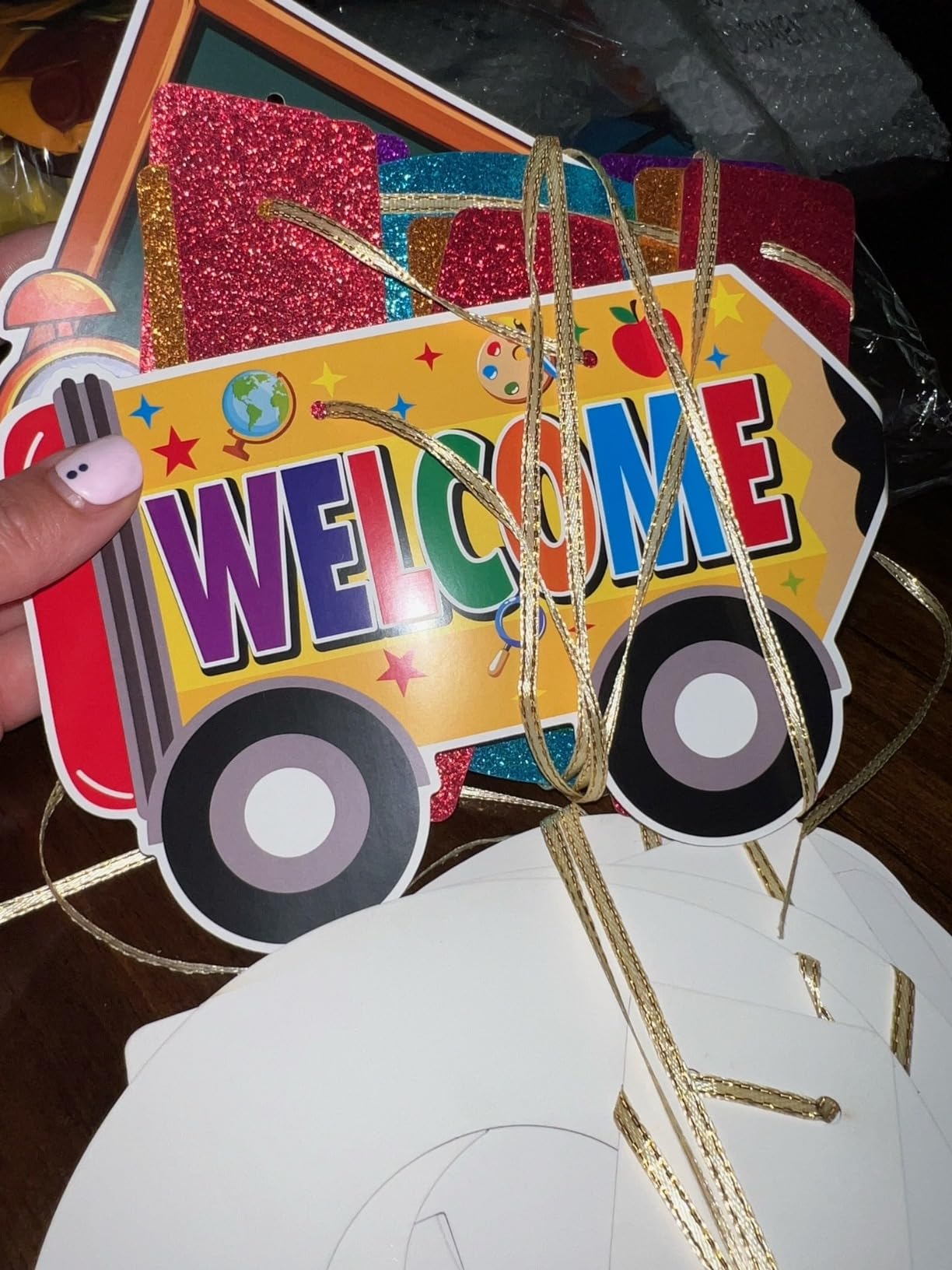 Amazon.com: PTFNY Glittery Welcome Back to School Banner Back to School ...