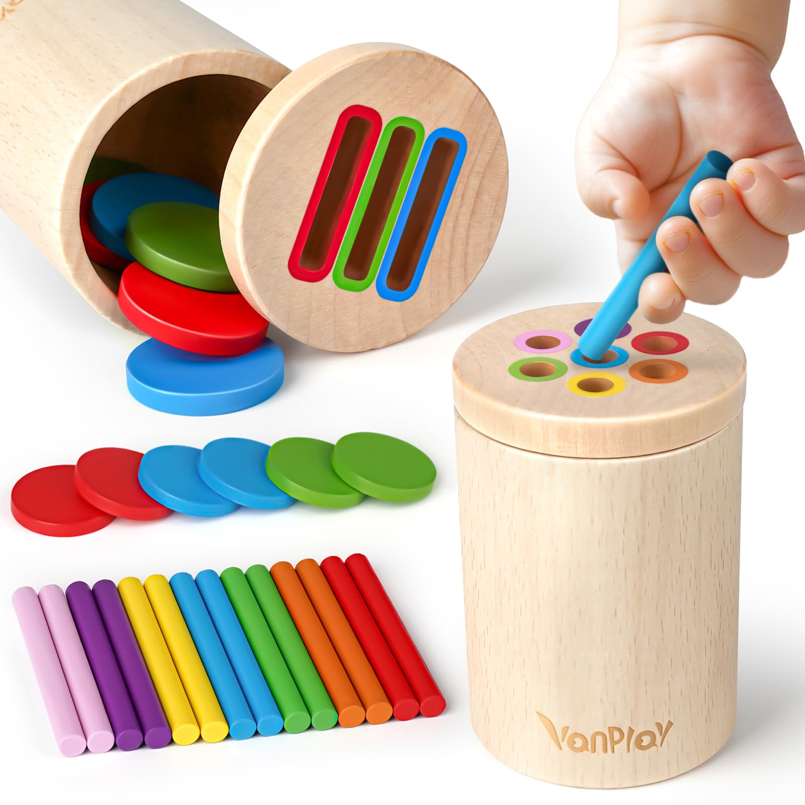 Amazon.com: Vanplay Montessori Toys for 1-3 Year Old Wooden Learning ...