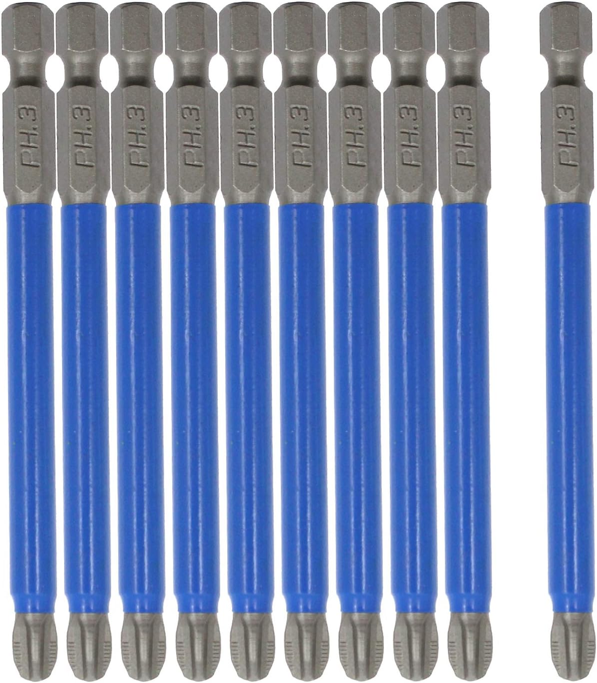 Biaungdo 10Pcs Magnetic PH3 Phillips Bits Set 3.5 inch Long Anti Slip ...