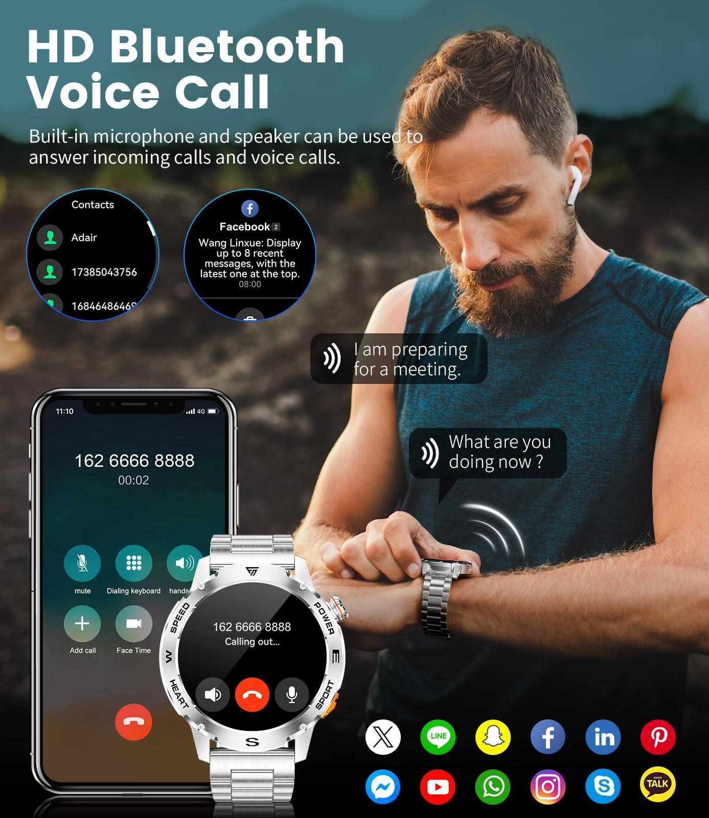 FOXBOX Smart Watch for Men Bluetooth Call(3 Straps),1.43″ AMOLED ...