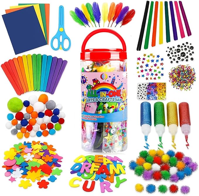 AMERTEER 1000PCS Arts And Craft Supplies For Kids Toddler DIY Art Craft ...