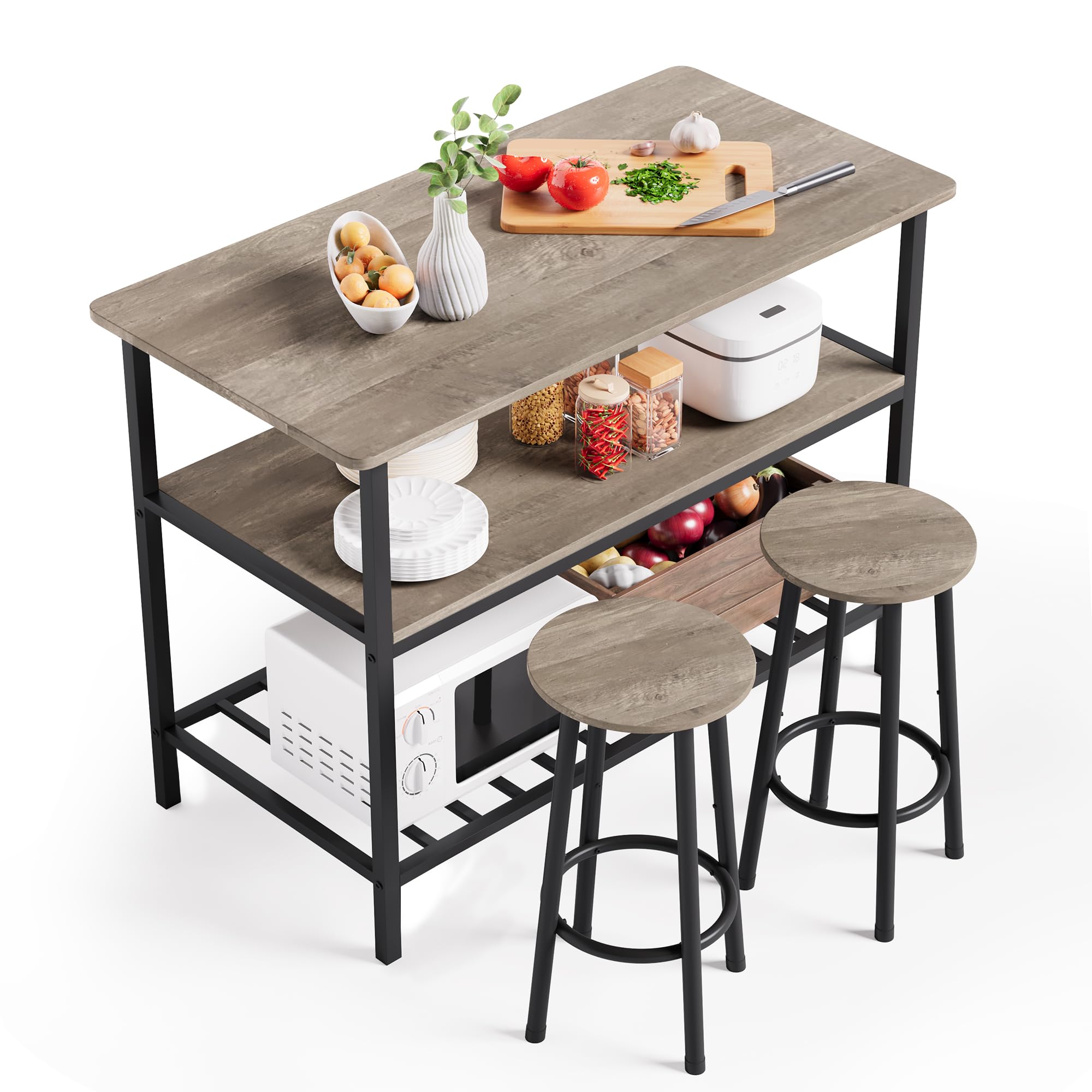 Amazon.com - AWQM Island Table with Seating and Storage, Stationary ...