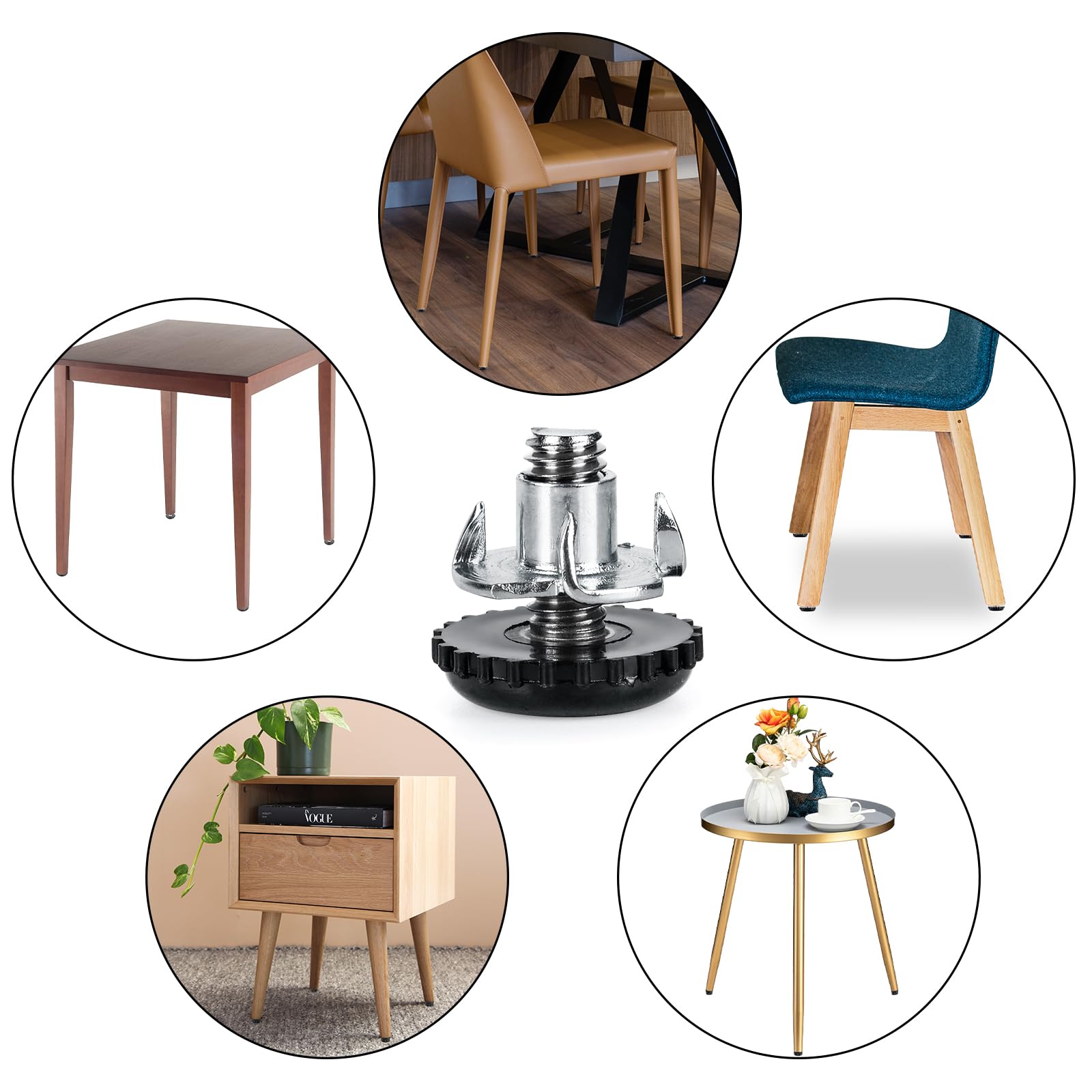 Snapklik.com : Stainless Steel Screw Furniture Leveling Feet 5/16-18 ...