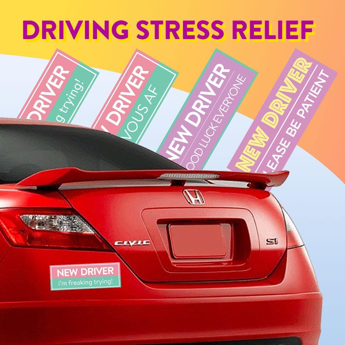 Snapklik.com : Rio Salto 4-Pack Large New Driver Car Sticker Please Be ...