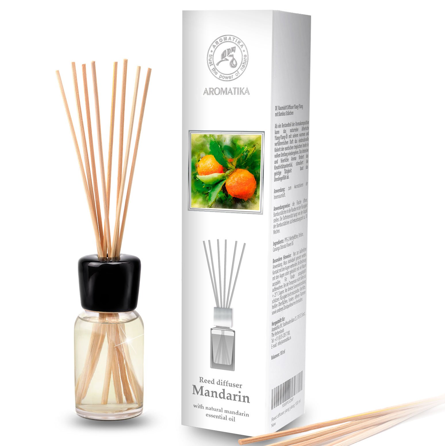 Mandarine Home Reed Diffuser 100ml - Fresh & Long Lasting Fragrance ...