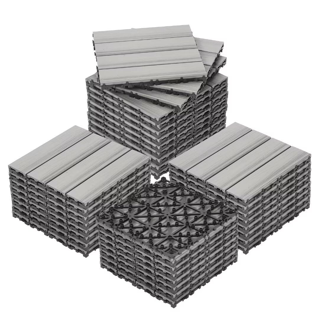 Snapklik.com : 36 Pack Co-Extruded Wood Plastic Interlocking Deck Tiles ...