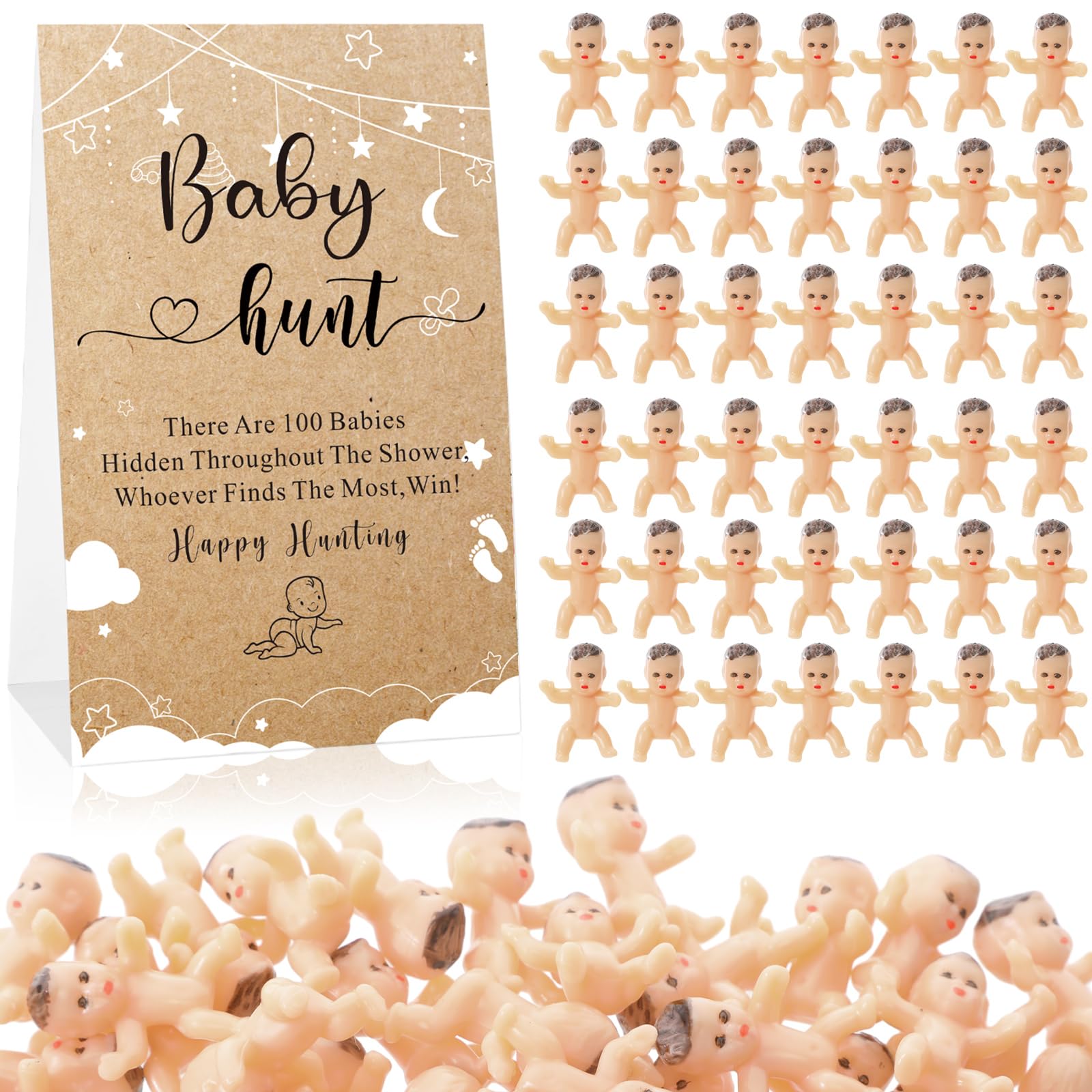 Amazon.com: Gemscream 101 Pcs Baby Shower Games Include Paperboard Baby ...