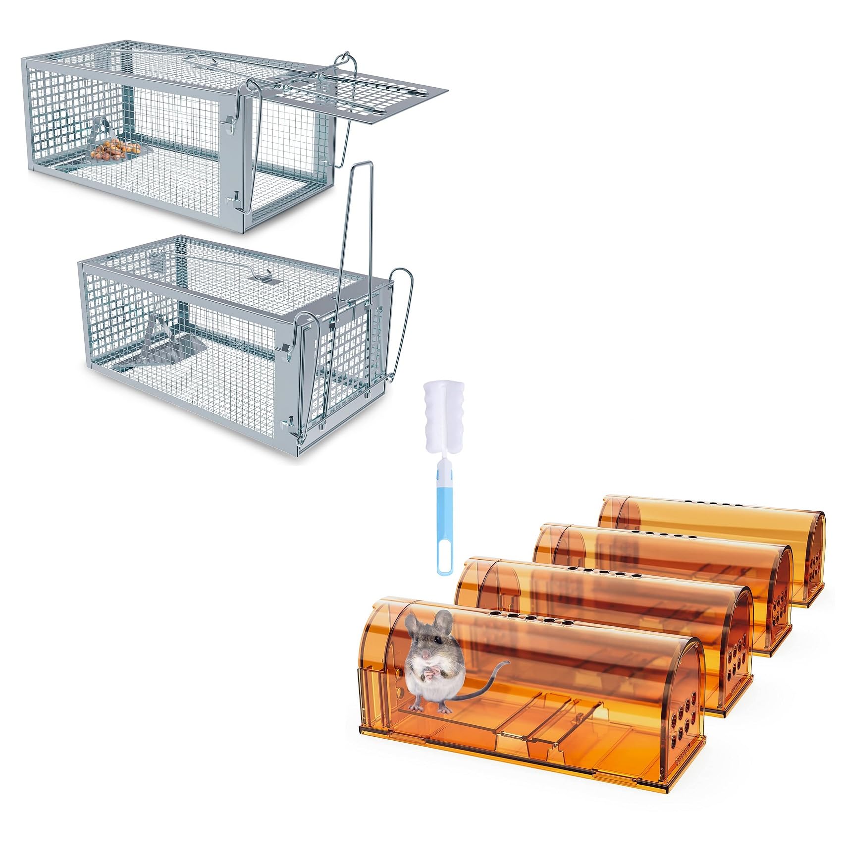 Amazon.com : 2 Packs Humane Rat Trap Outdoor + 4 Pack Live Mouse Traps ...