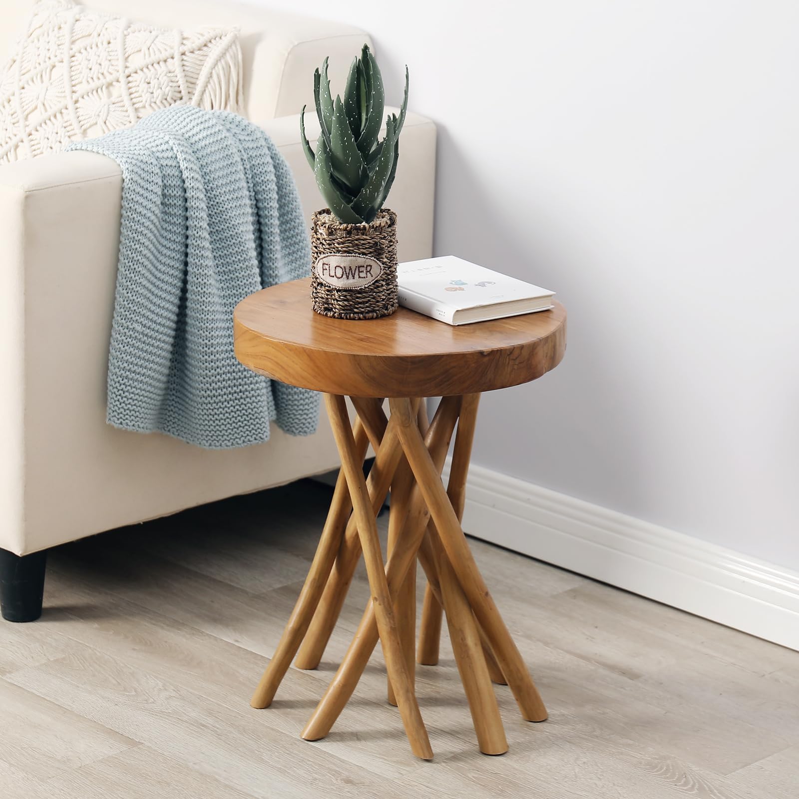Amazon.com: WELLAND Natural Edge End Table, Wood Side Table, Nightstand ...
