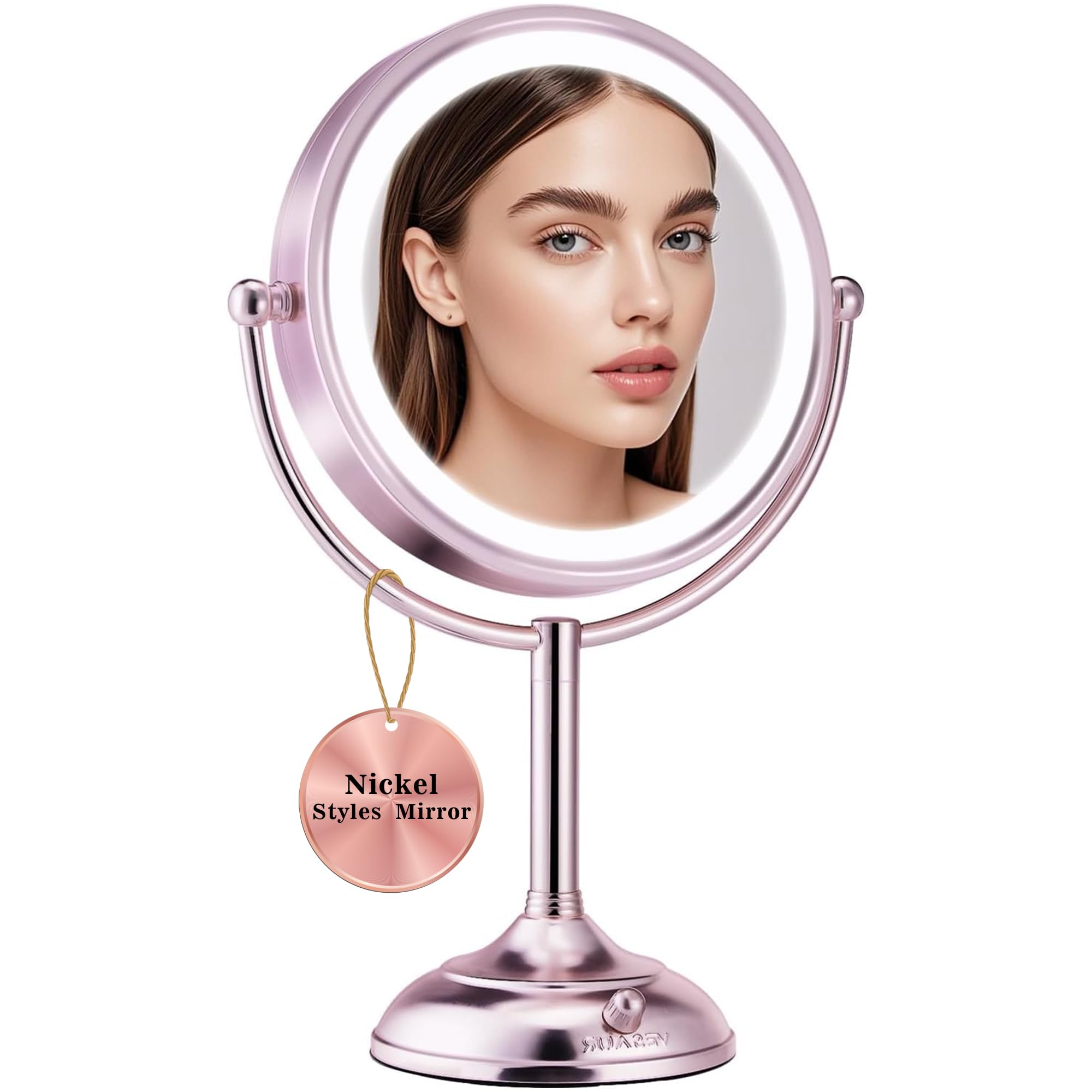 Amazon.com - VESAUR Lighted Makeup Mirror Pink Nickel, Double Sided 1X ...