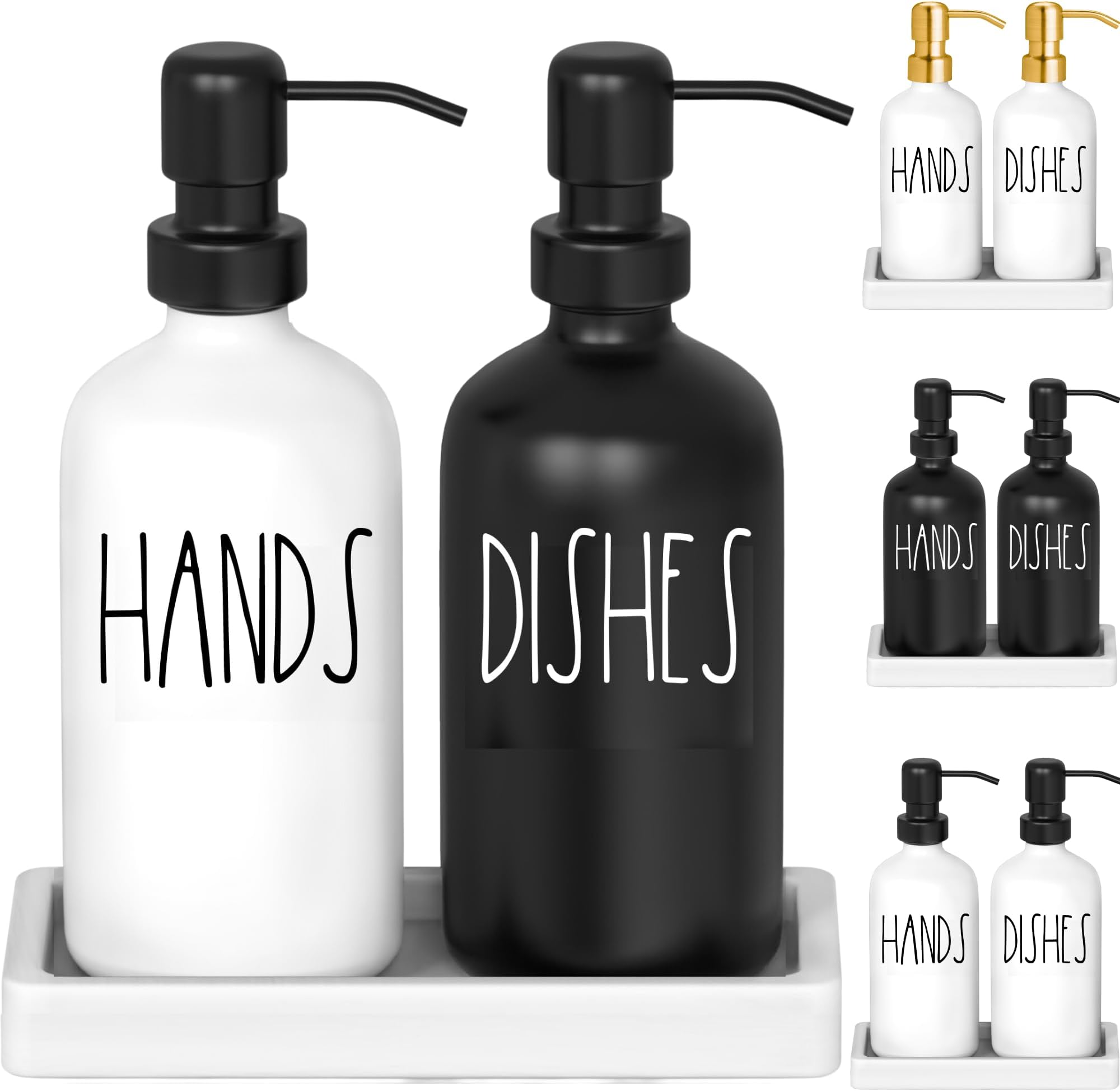 Amazon.com: Luxury Glass Hand and Dish Soap Dispenser Set by Brighter ...