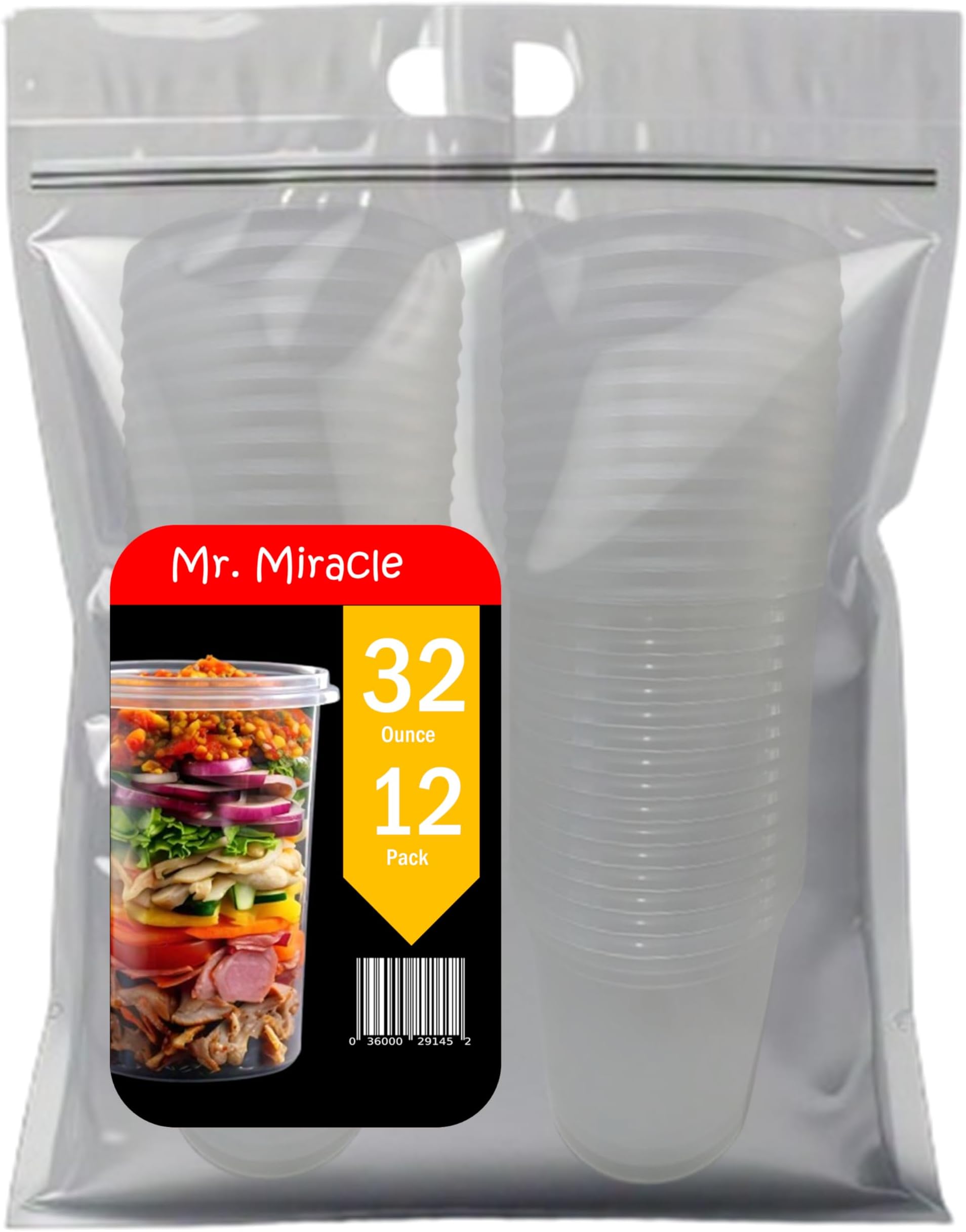 Amazon.com: CACASO 24 Sets,32 oz Deli Containers with Lids,Plastic Food ...