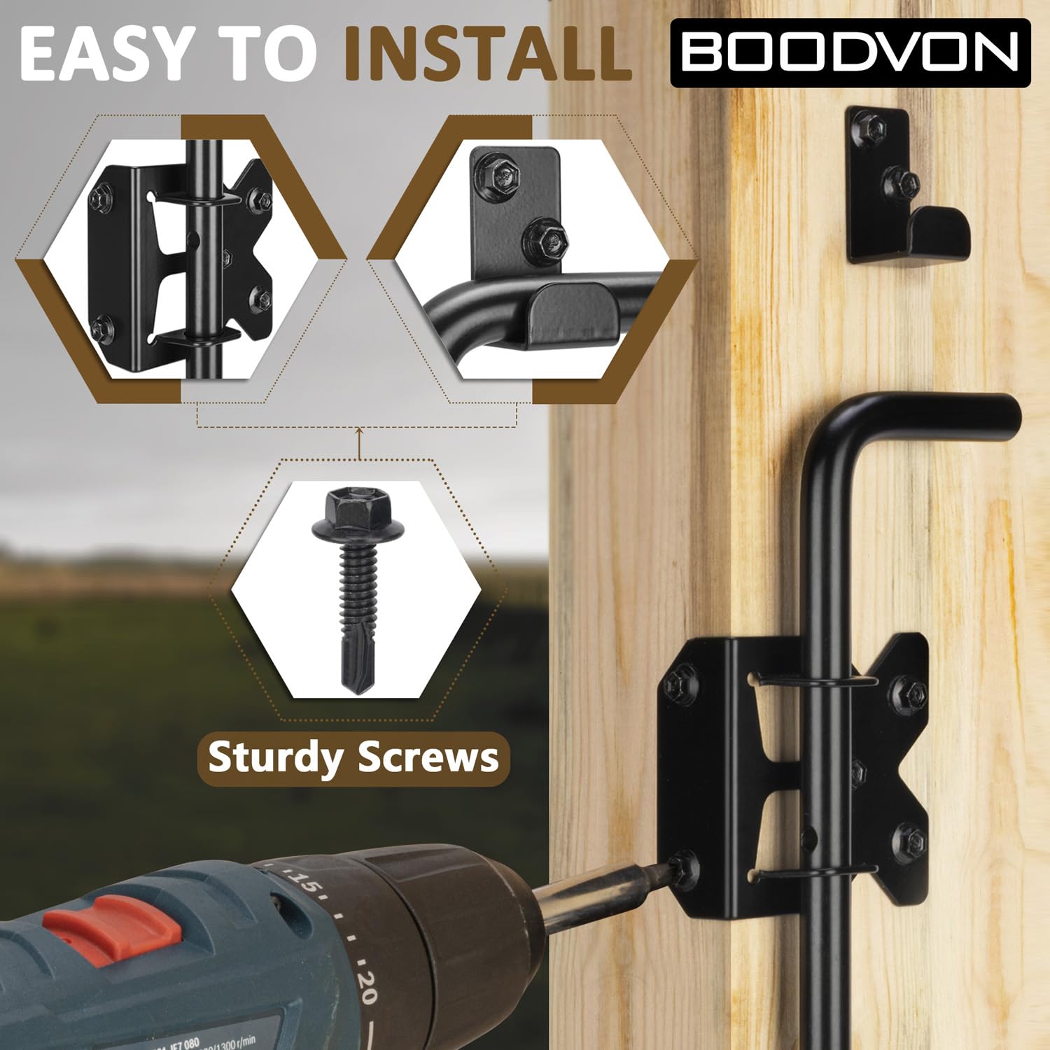 Bow Utility Case 12 Inch Heavy Duty Cane Bolt Gate Drop Rod - Black ...