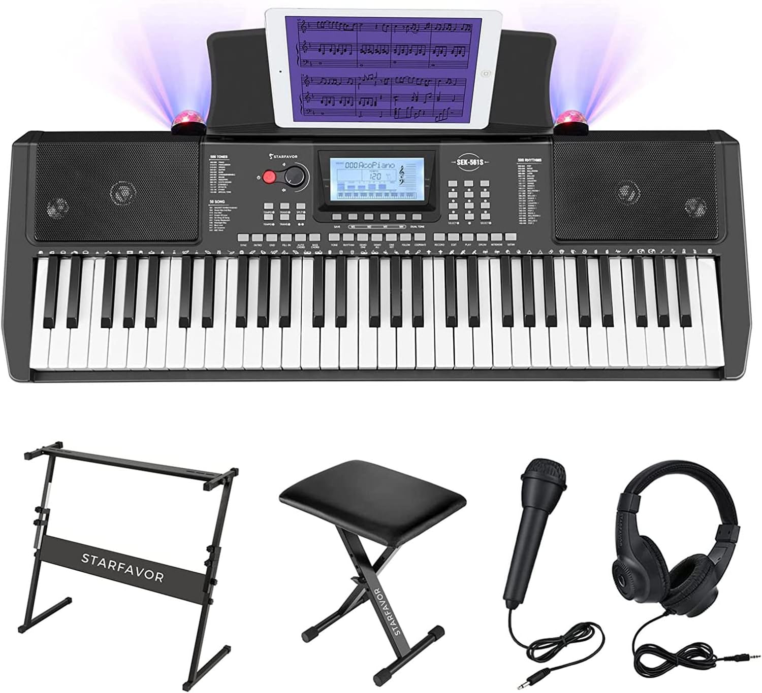 Amazon.com: RIF6 Electric 61 Key Piano Keyboard - with Over Ear ...