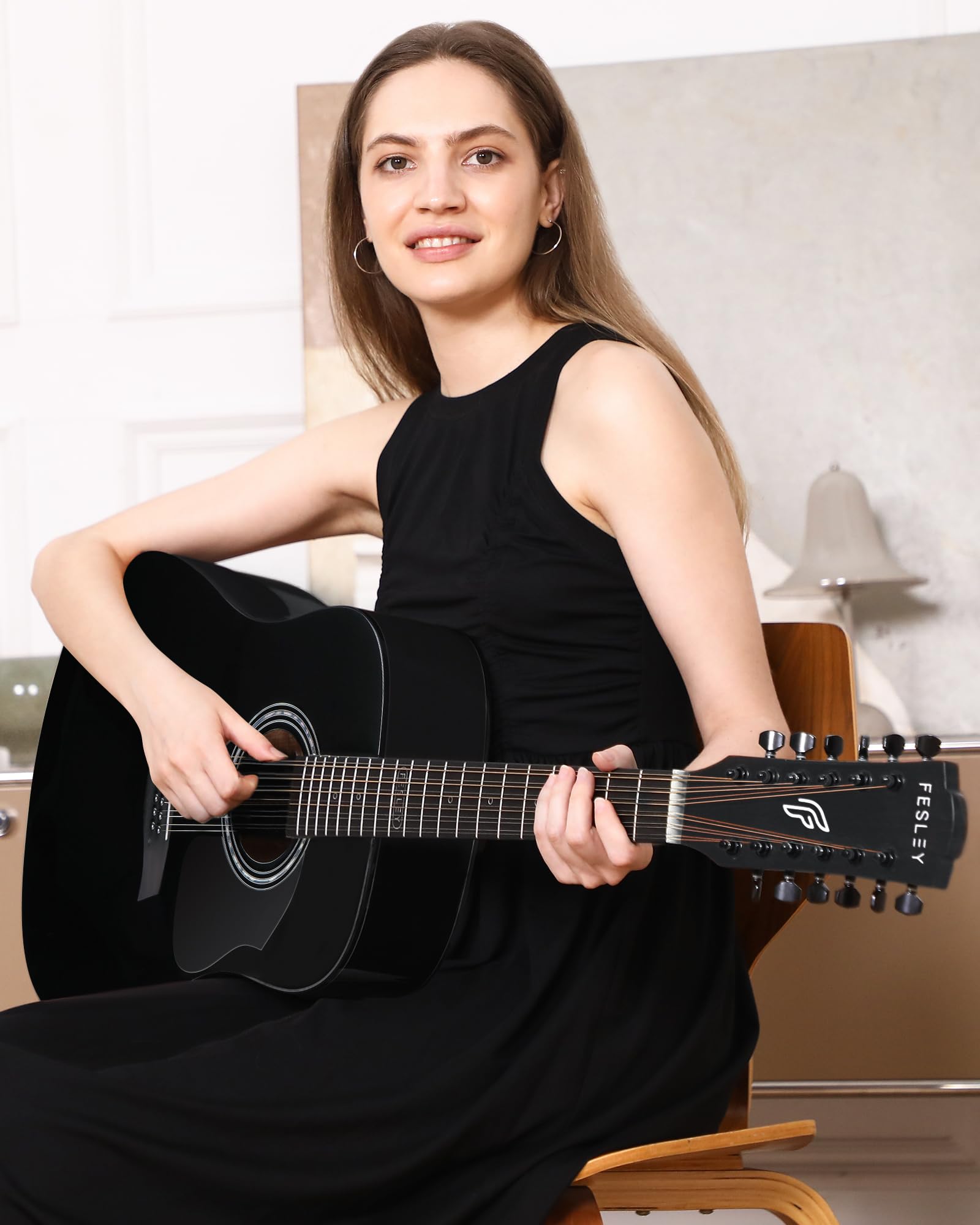 Fesley 12 String Guitar, 42" Full Size Acoustic Electric Guitars for ...