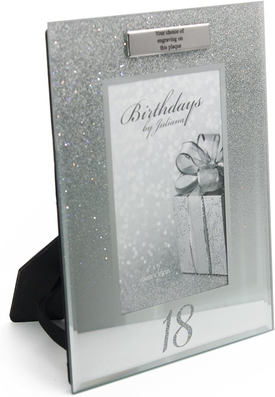 Silver Glitter Mirror Glass Photo Frame 4x6 18th Gift Birthdays by ...