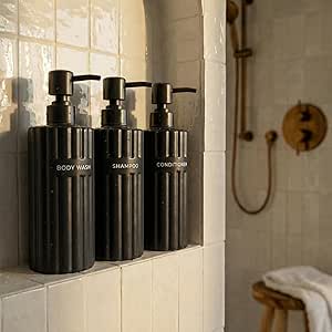 Set of 3 Stylish Shampoo and Conditioner Dispensers, Modern 600ml ...