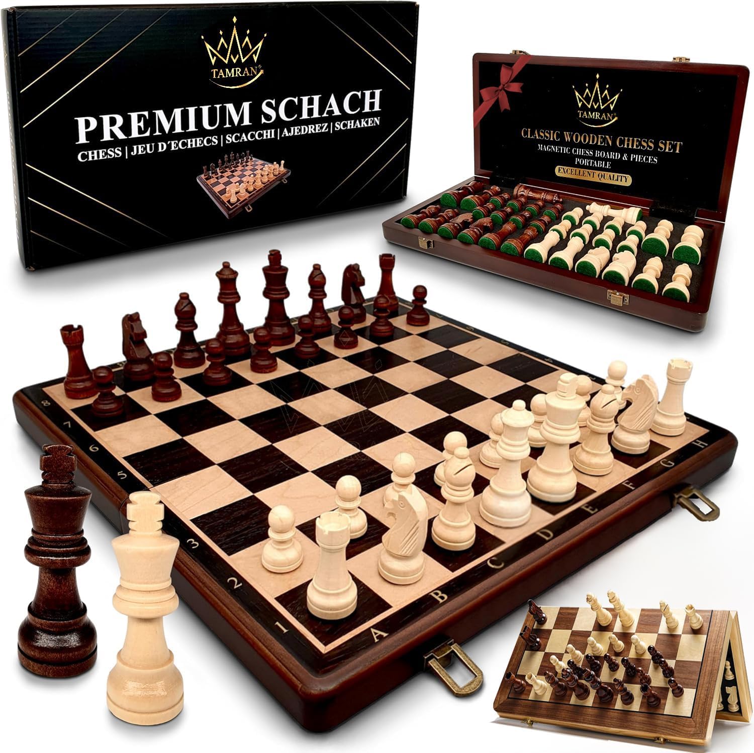 Amazon.com: Magnetic Wooden Chess Board Game Set - 15 Inches Chess Sets ...