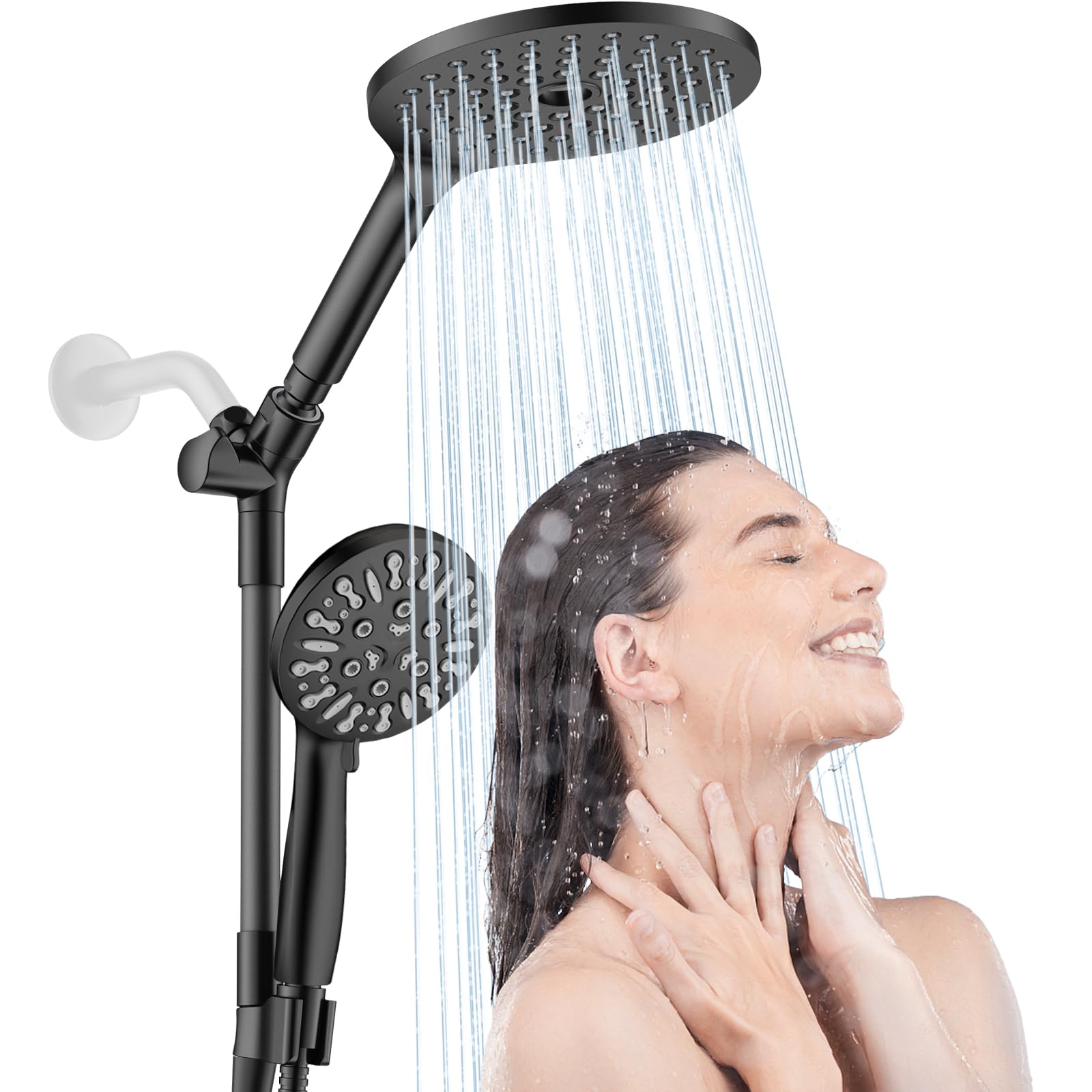 HOWUWEY Dual Shower Heads with Handheld Spray, 7.5" Rainfall Shower ...