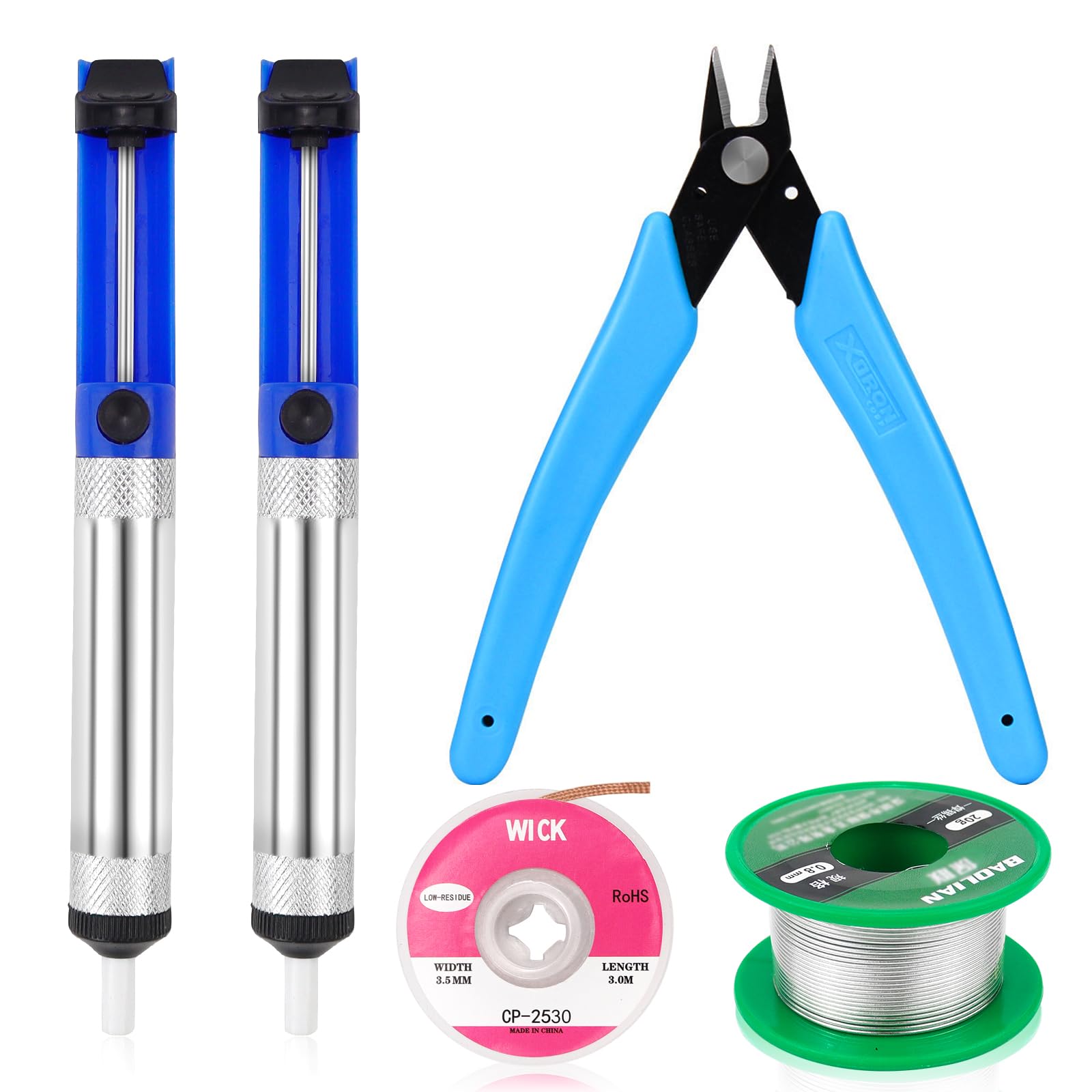 Erzekrim Desoldering Pump, Desoldering Wick, Micro Shear Wire Cutter Pliers, Lead-Free Solder ...