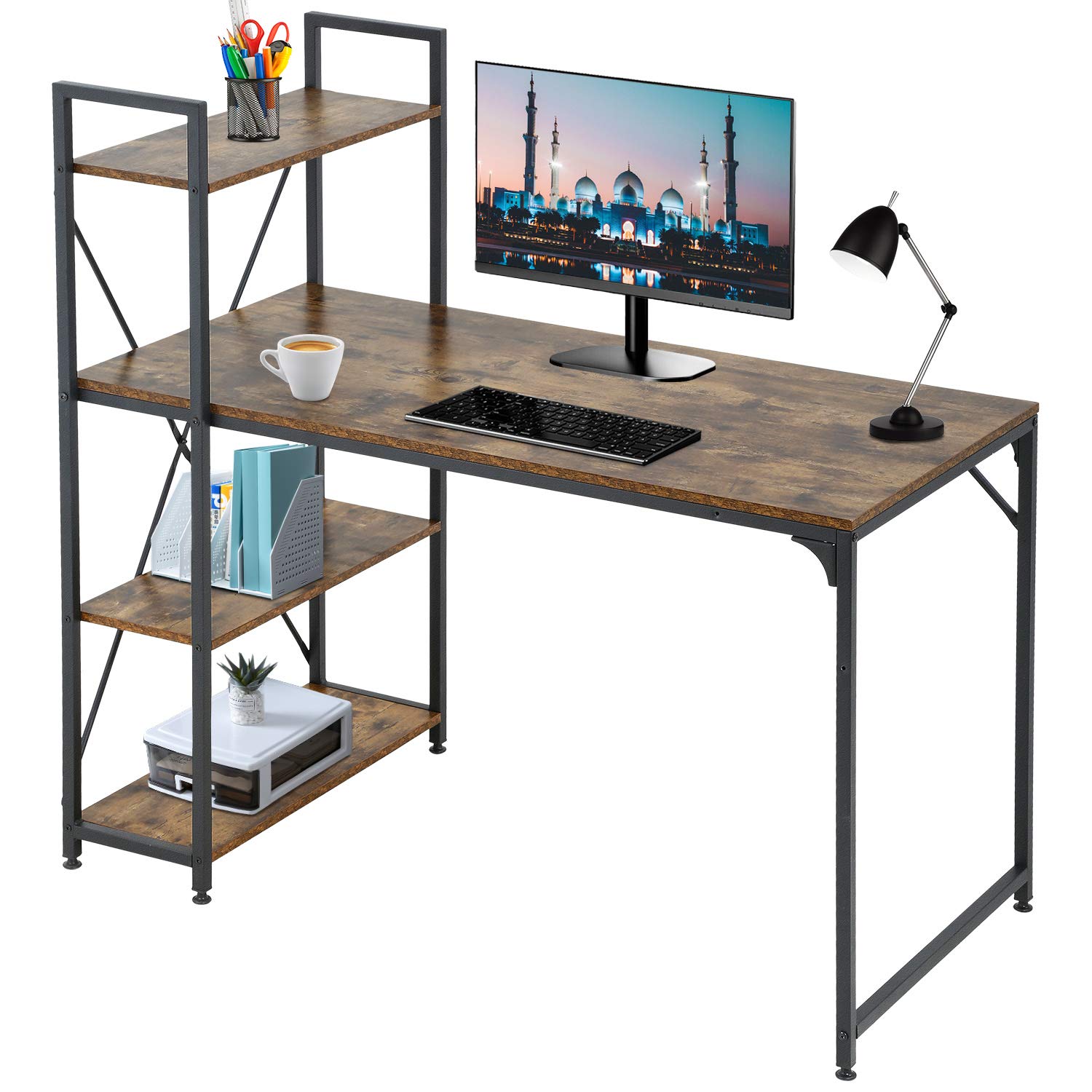 FDW Computer Desk, Home Office Desk Extra Large 48 x 24 Inch Writing ...