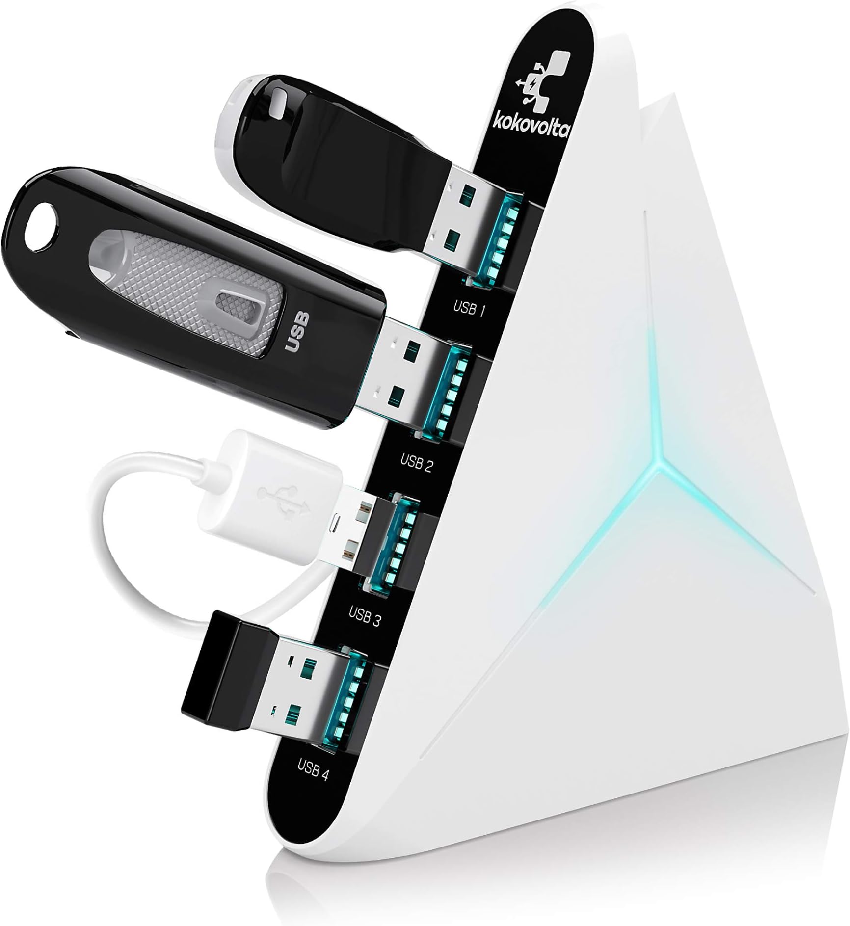 USB Hub 3.0 Vertical Data Hub with Long Cord - 4 Port White Charger ...