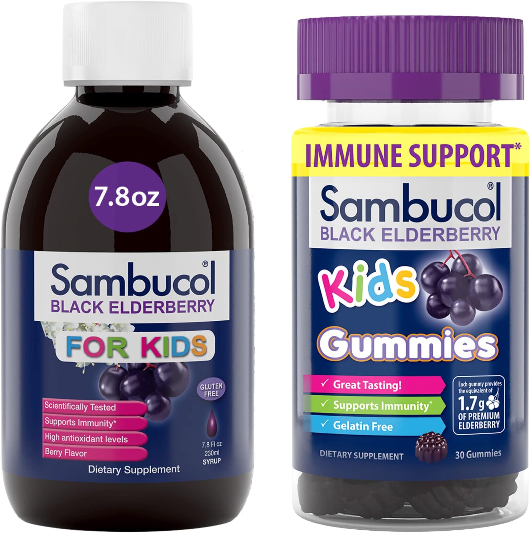 Amazon.com: Sambucol Black Elderberry Syrup and Gummies for Kids ...