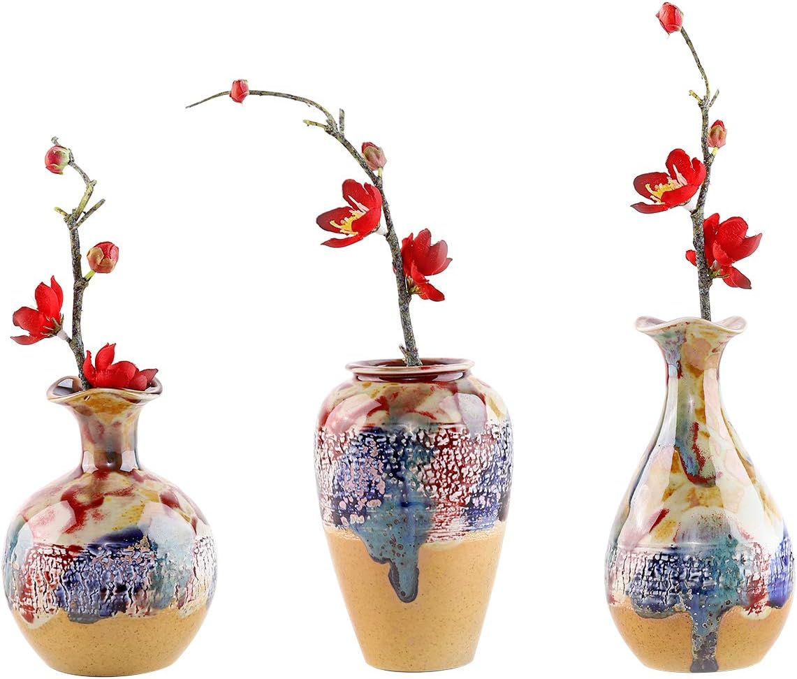 Amazon.com: Ceramic Flower Vases Set of 3, Special Design Style of ...