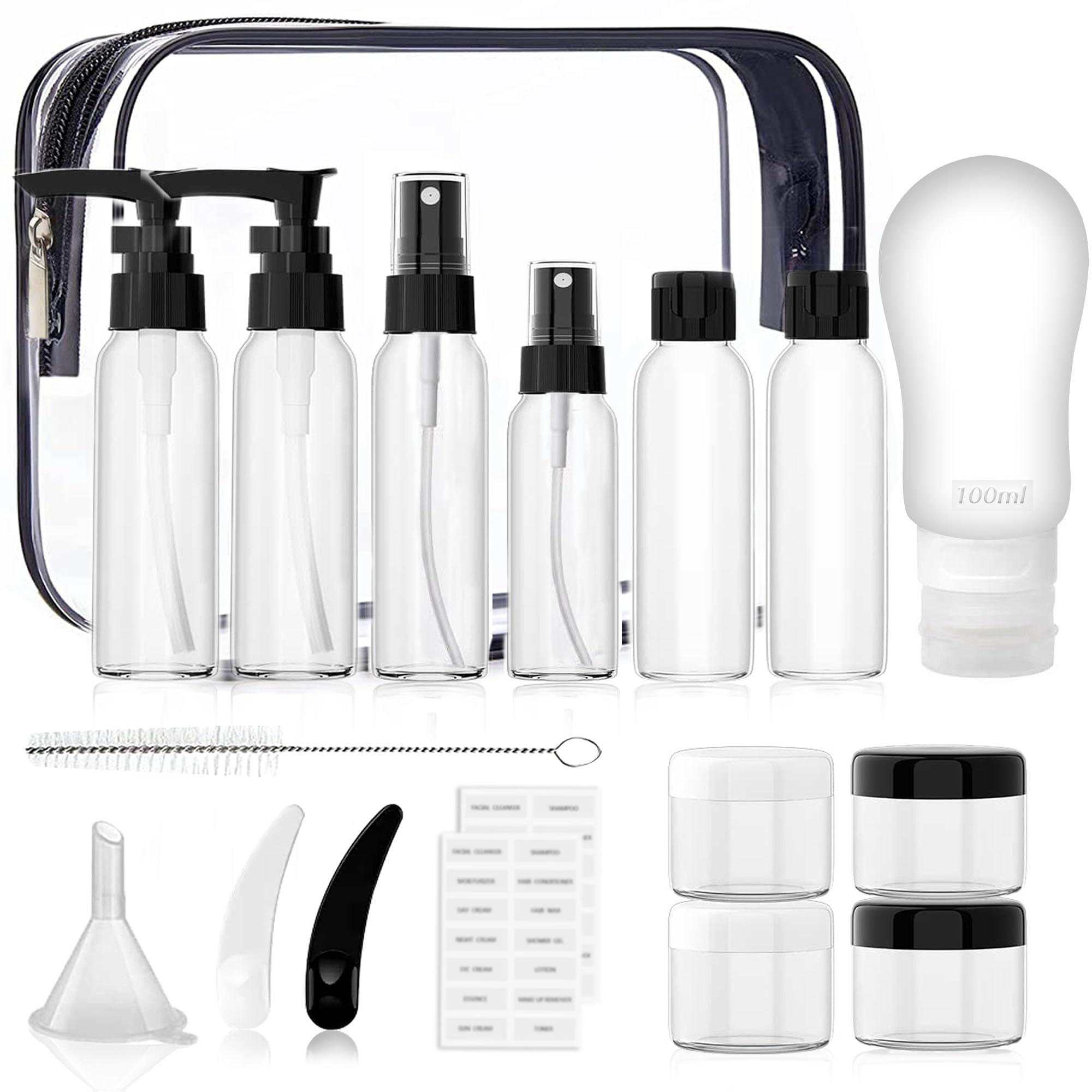 18 Pack Travel Bottles for Toiletries, THE AYJOEQI Travel Size ...