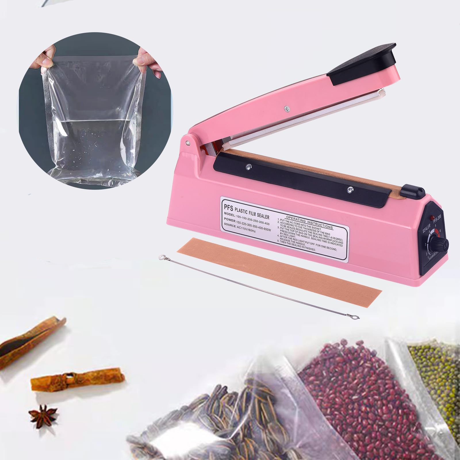 Snapklik.com : Impulse Bag Sealer 8 Inch, Impulse Heat Sealer, Manual ...