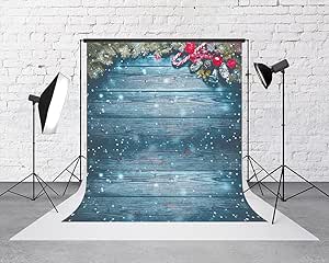 Amazon.com : Kackool 5X7FT Snowflake Blue Glitter Christmas Wood Wall ...