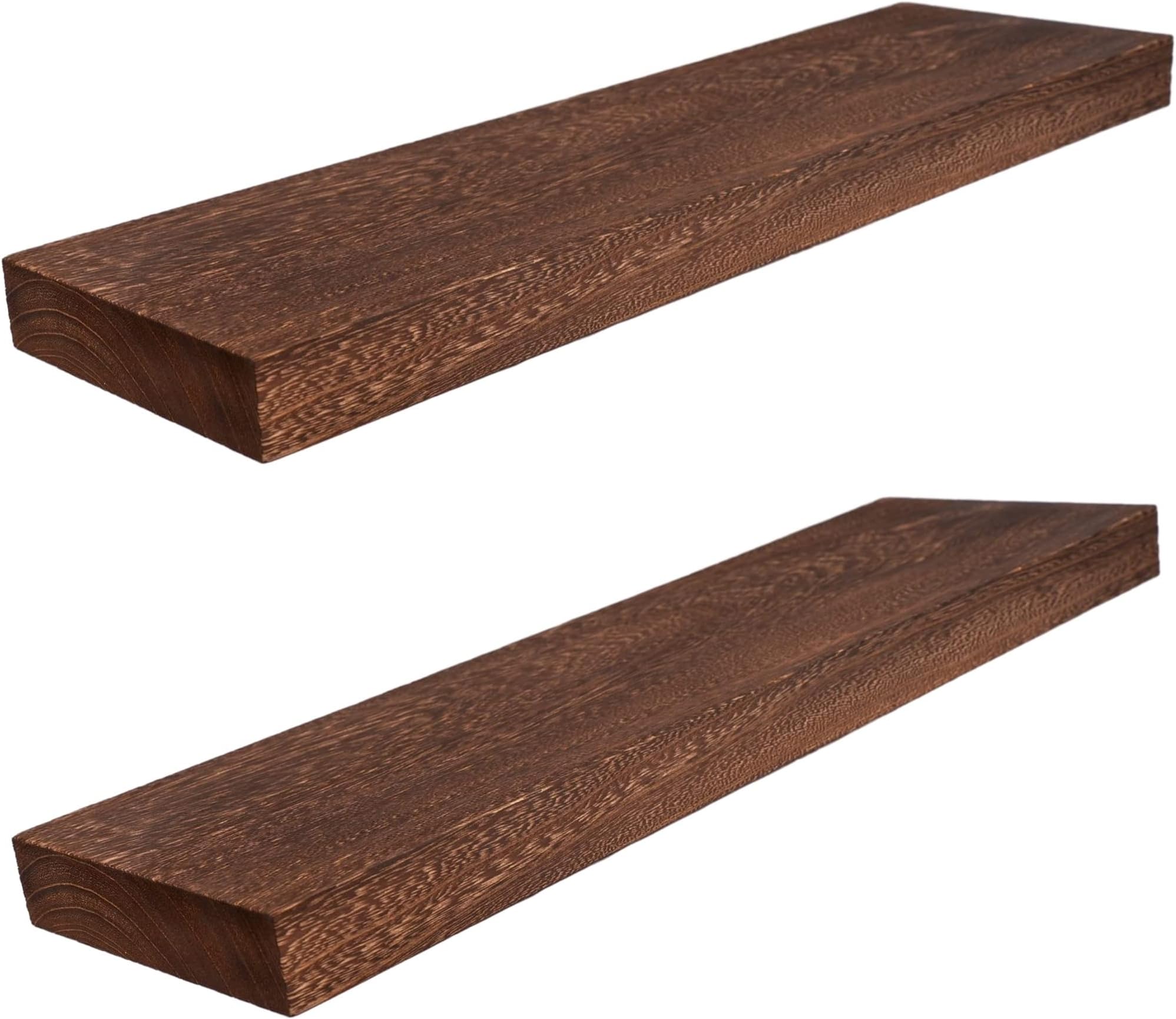 Amazon.com: Floating Shelves,Wall Mounted Shelf Set of 2,24 Inch Wood ...