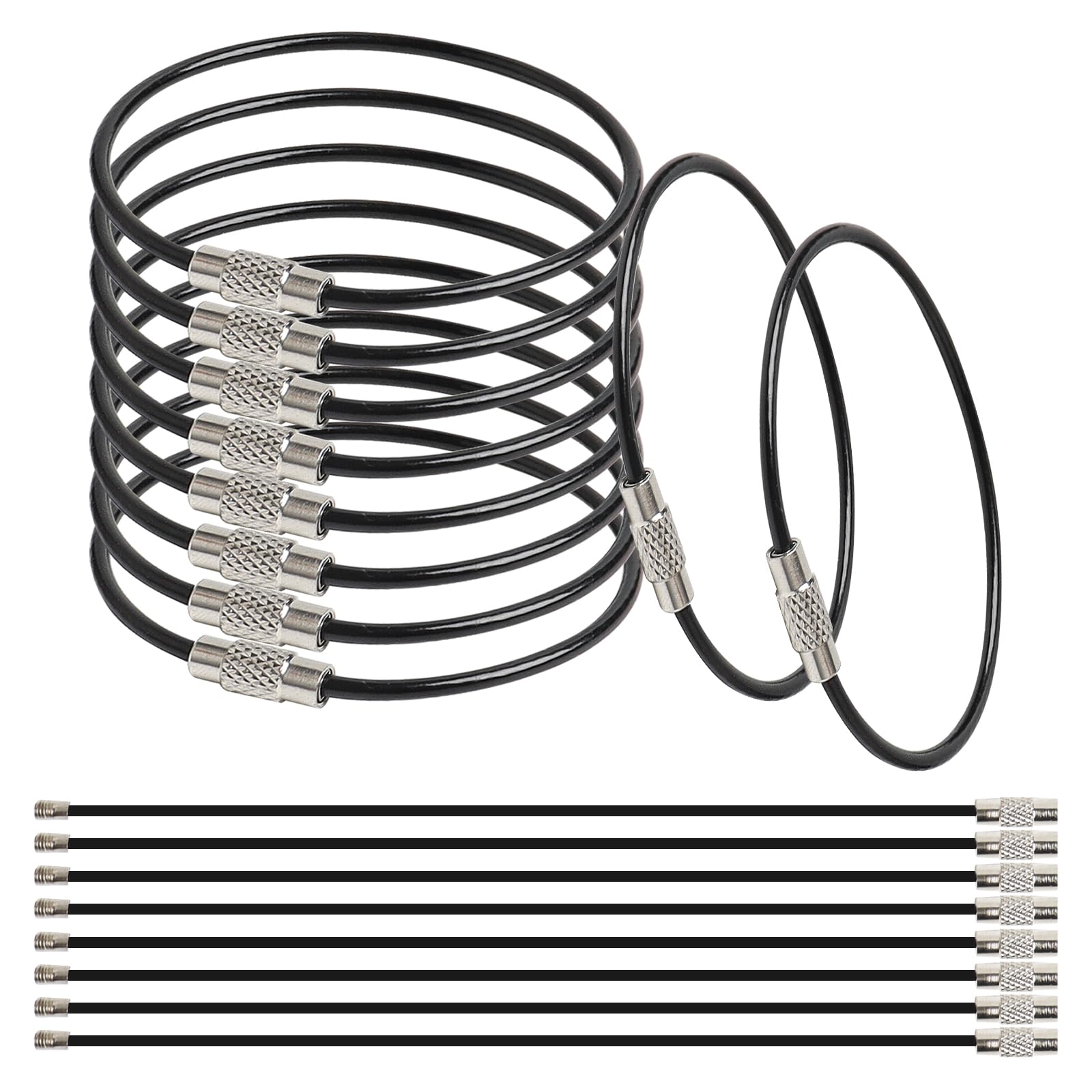 Amazon.com: SBYURE 100 Pieces Cable Key Rings Wire Keychain Cable 6 in ...