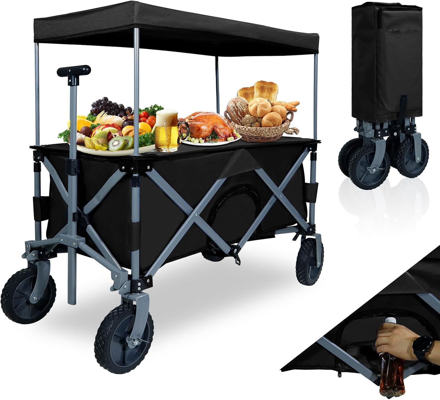 CCLIFE Chariot de Transport Pliable avec Toit de Table, Chariot à la ...